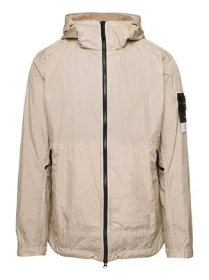 Stone Island Crinkle Reps Hooded Jacket - Tan