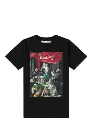 Off-White Fw20 Caravag Painting Short Sleeve Slim Tee - Black