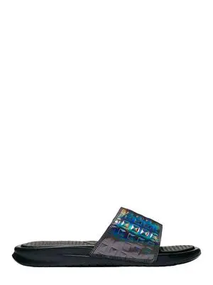 Nike Benassi Ultra Premium "just Do It" Slides - Black/silver