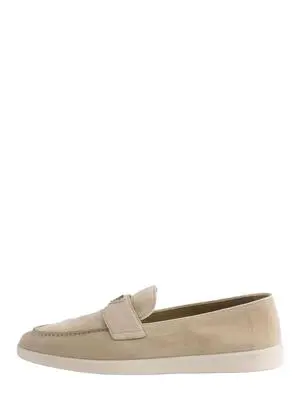 Prada Ss26 Suede Loafers With Metal Detail - Desert