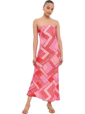 RESA Anna Bandana Print Strapless Midi Slip Dress - Patsy