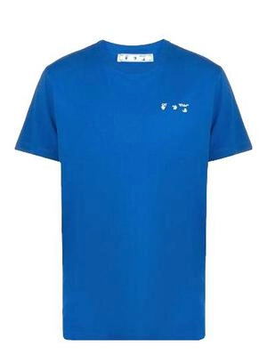 Off-White Ss21 Chest Logo Printing Round Neck Short Sleeve Ordinary Version - Blue
