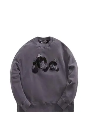 Palm Angels Patchwork Bear Crewneck Sweatshirt - Grey