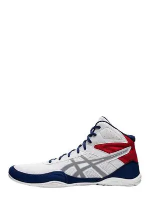 Asics Matflex 6 High Top Wrestling Shoes - White/blue
