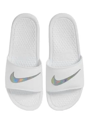 Nike Benassi Jdi Slide Iridescent Swoosh - White