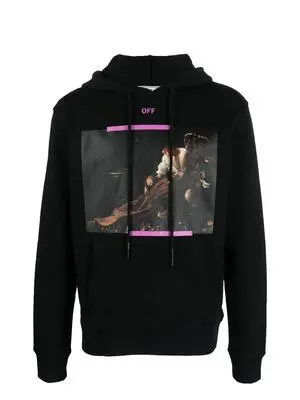 Off-White Caravaggio Print Cotton Hoodie - White