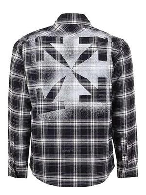 Off-White Arrow Printing Plaid Long Sleeves Shirt - Black