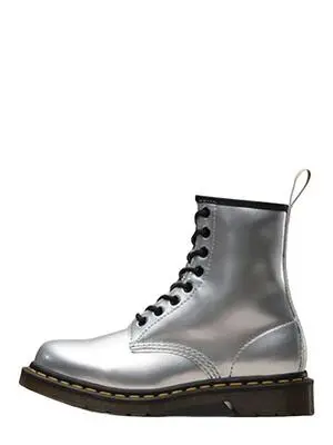 Dr. Martens Vegan 1460 Chrome Paint Metallic Lace Up Boots - Silver