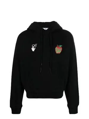 Off-White Apple" Graphic Print Hooded Sweatshirt - Black