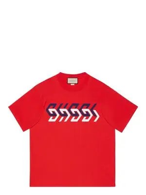 Gucci Ss22 Cotton Jersey T-shirt With Mirror Print 'red - Red/white/black