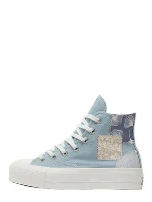 CONVERSE Converse Chuck Taylor All Star Lift Platform 'Denim Patchwork' High Top Sneakers Blue/blue/egret