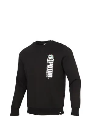 PUMA Alphabet Printing Sports Round Neck Pullover - Black