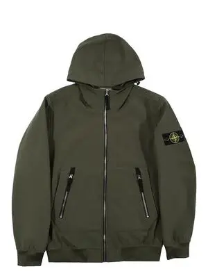 Stone Island Soft Shell-r Hooded Jacket - Olive Green
