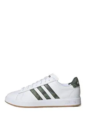 Adidas Grand Court Sneakers With Camo Detailing - Cloud White/cloud White/green Oxide