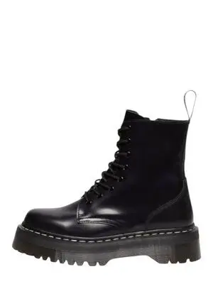 Dr. Martens Jadon Platform Boots With White Stitching - Black
