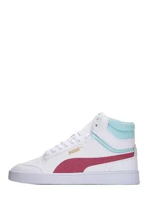 PUMA Shuffle Mid Top Lace Up Sneakers - White/purple