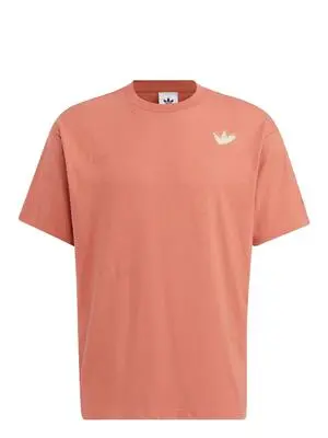 Adidas Originals Logo Printing Solid Color Round Neck Short Sleeve Orange T-shirt - Default Color