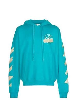 Off-White Diagonal Stripe Hooded Sweatshirt - Blue
