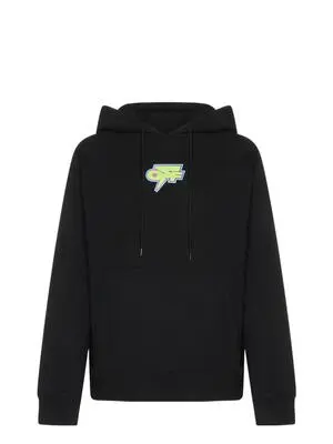 Off-White Long Sleeve Hooded Sweatshirt With Back Logo Print - Outer Space