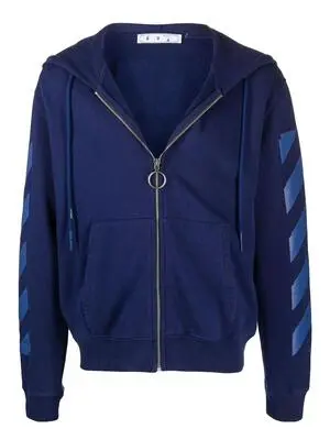 Off-White Striped Zip-up Hoodie - Blue