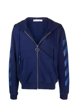 Off-White Striped Zip-up Hoodie - Blue