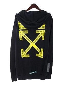 Off-White Zipped Fire Tape Hoodie - Black