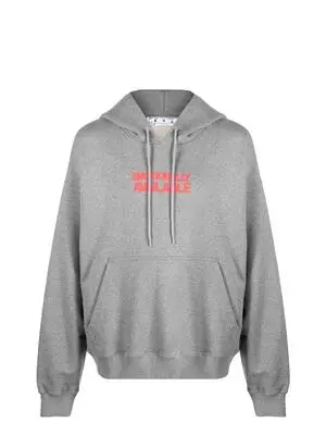 Off-White Slogan Print Hoodie - Grey/orange