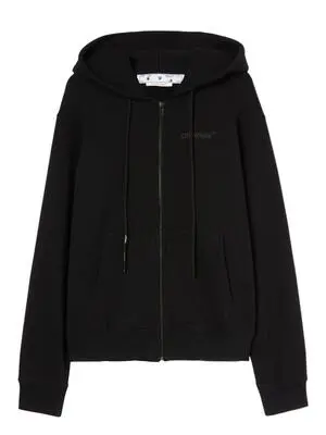 Off-White Diagonal Stripe" Zipper Hoodie - Black