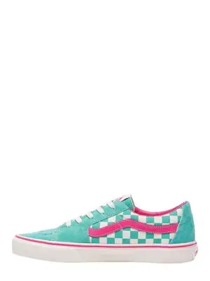 VANS Sk8-low Checked Suede And Canvas Sneakers - Blue/white/pink
