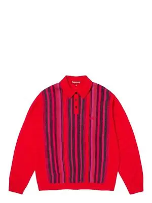 Supreme Ss26 Multi Stripe Polo Sweater - Red
