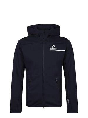 Adidas Athleisure Knit Hooded Jacket - Blue
