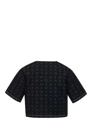 Mcm Laurel Monogram-print Cropped T-shirt - Black