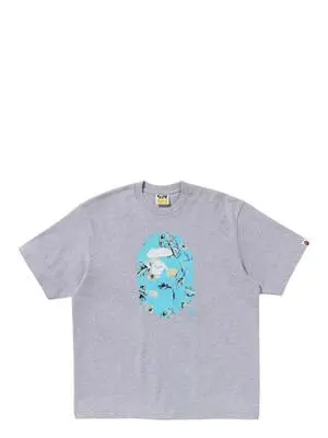 A BATHING APE Ape Head Vacation-pattern T-shirt - Grey