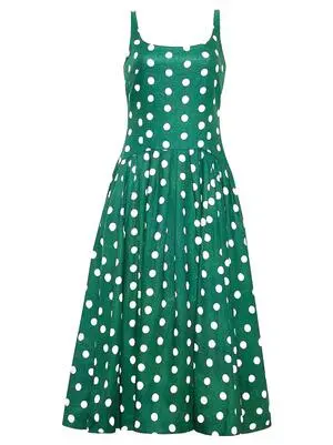 Cara Cara Regio Polka-dot Midi Dress - Green
