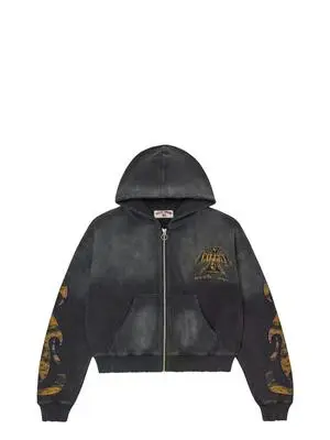 VALE FOREVER Waffle-knit Graphic-print Hoodie - Black