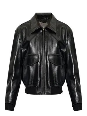 Marni Leather Bomber Jacket - Black