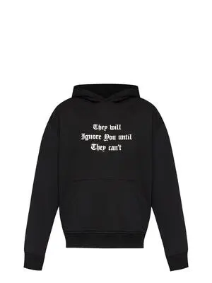 Palm Angels Hooded Sweatshirt With Gothic Print - Black