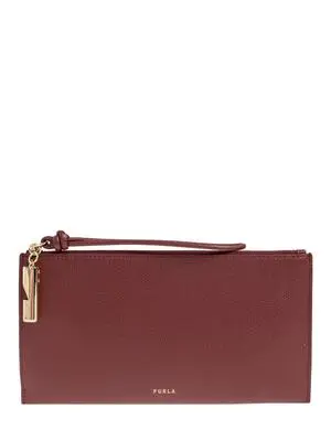 Furla Iride Medium Clutch With Gold Tone Logo Detail - Burgundy