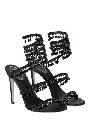 Rene Caovilla Rene Caovilla Chandelier Embellished Satin Sandals Black