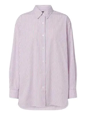 NILI LOTAN Yorke Striped Cotton Shirt - Red