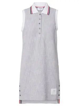 Thom Browne Cotton-blend Tweed Polo Dress - Grey