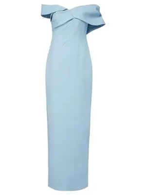Rachel Gilbert Maddie Draped Off-shoulder Crêpe Gown - Blue