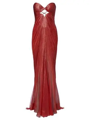 MARIA LUCIA HOHAN Rachel Draped Silk Bustier Gown - Red