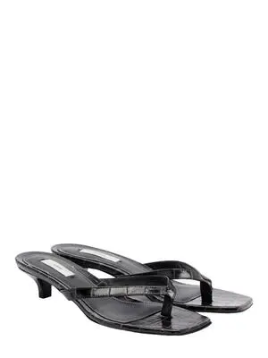 TOTEME Croc-effect Leather Thong Sandals - Brown