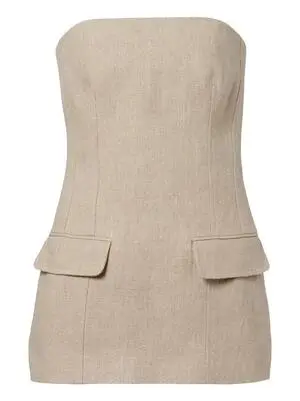 TOTEME Strapless Linen Bustier Top - Beige