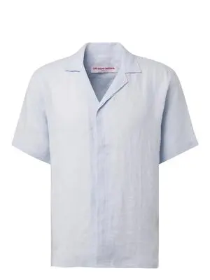 Orlebar Brown Maitan Linen Bowling Shirt - Blue