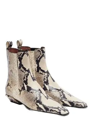 Paris Texas Bettina Snake-print Ankle Boots - Beige