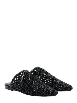 SOULIERS MARTINEZ Mallorca Woven Leather Mules - Black