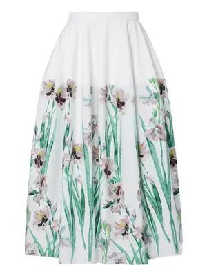 Erdem Floral Cotton Midi Skirt - White