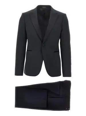 Emporio Armani Satin-lapel Suit - Blue